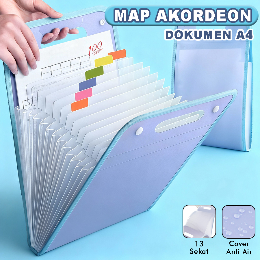 Jual Map Dokumen Akordeon A4 13 Sekat Folder Arsip Plastik Tebal Anti ...