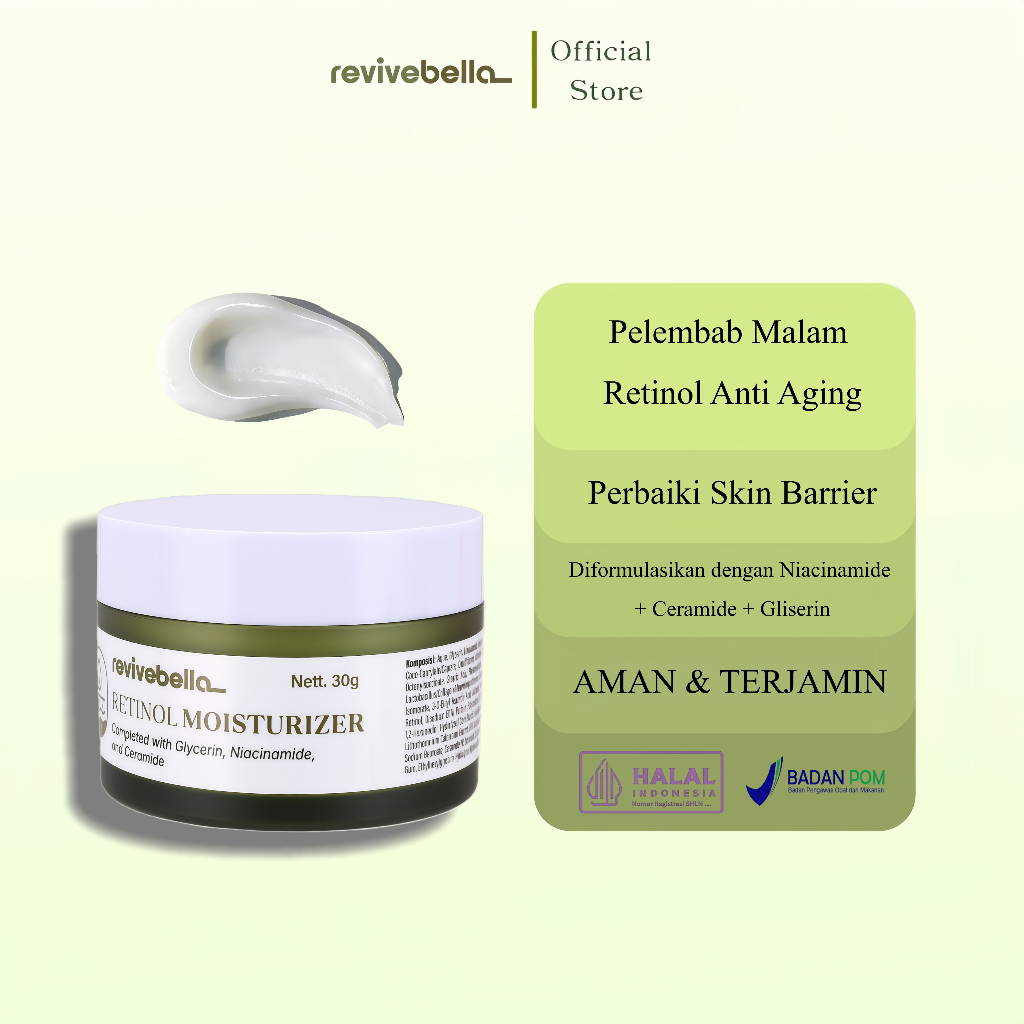 Jual Revivebella Pelembab Malam Retinol Anti Aging, Perbaiki Skin ...