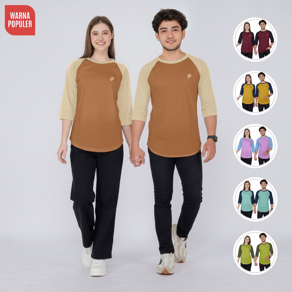 Jual Indonesia Raglan Kaos Wanita Pria Unisex Lengan 3/4 Oversize ...