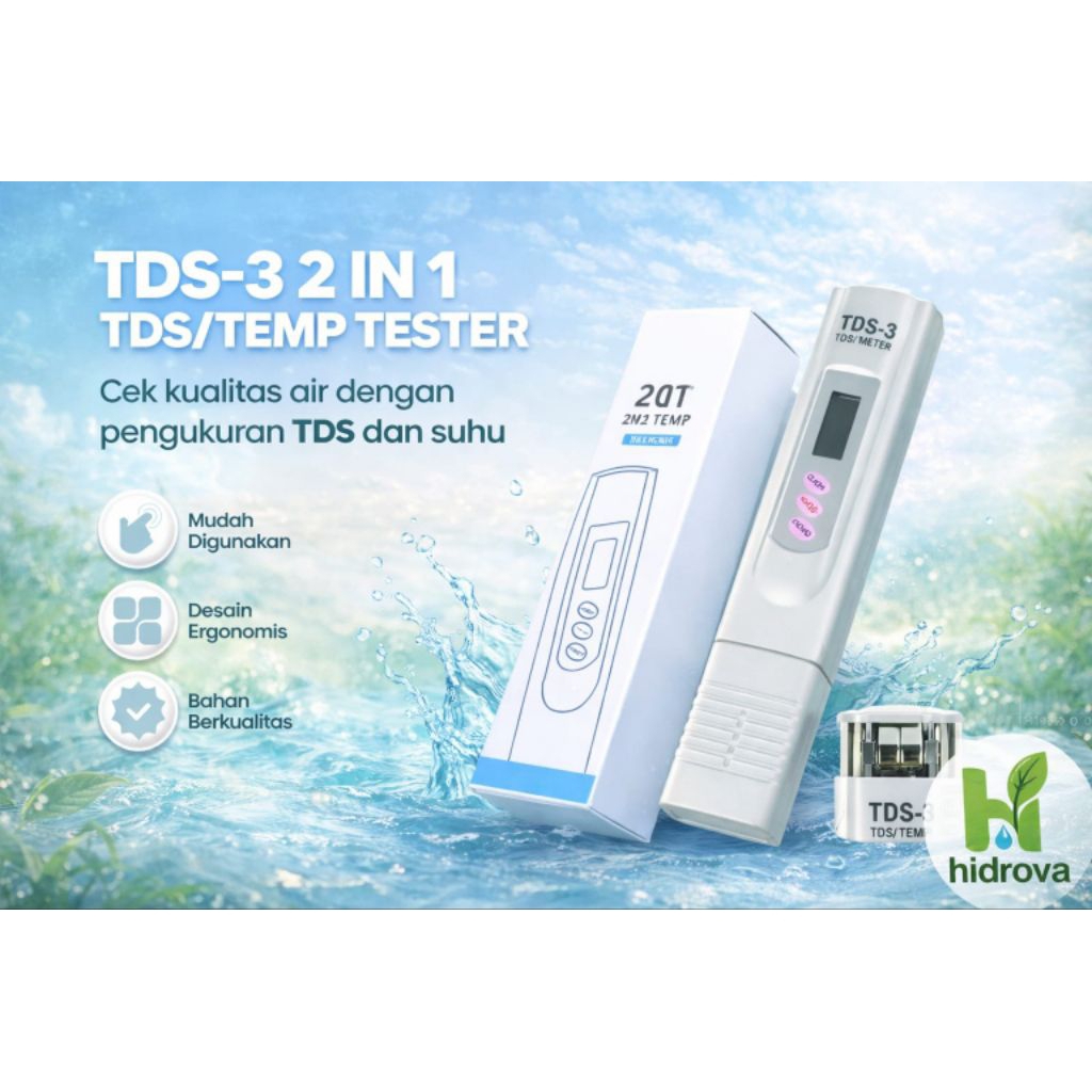 Jual TDS EC Meter 3 in 1 Tester Alat Ukur ppm Kualitas Air Hidroponik ...