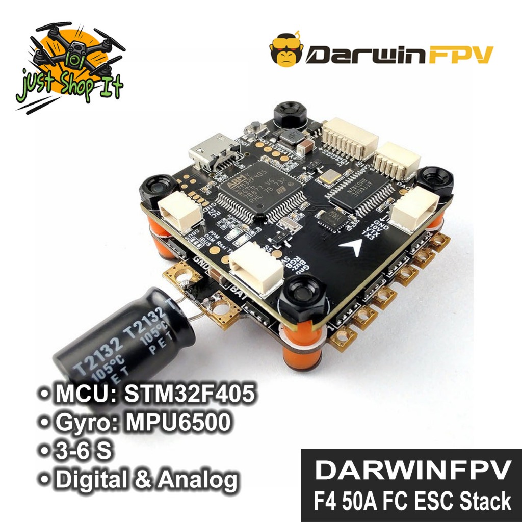 Jual DarwinFPV F405 50A 3-6S Bluetooth APP FC ESC Stack 30x30mm for FPV ...