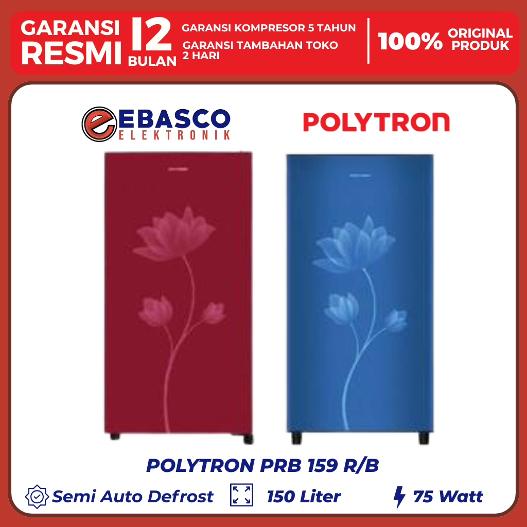 Jual POLYTRON Kulkas PRB 159 B/R 1 Pintu 150 Liter Semi Auto Defrost ...