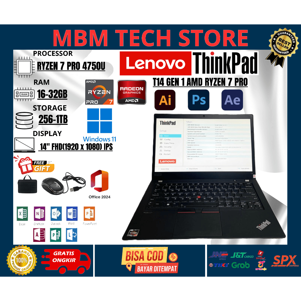 Jual Laptop Lenovo ThinkPad T14 GEN 1 AMD RYZEN 7 PRO 32GB/1TB SSD ...
