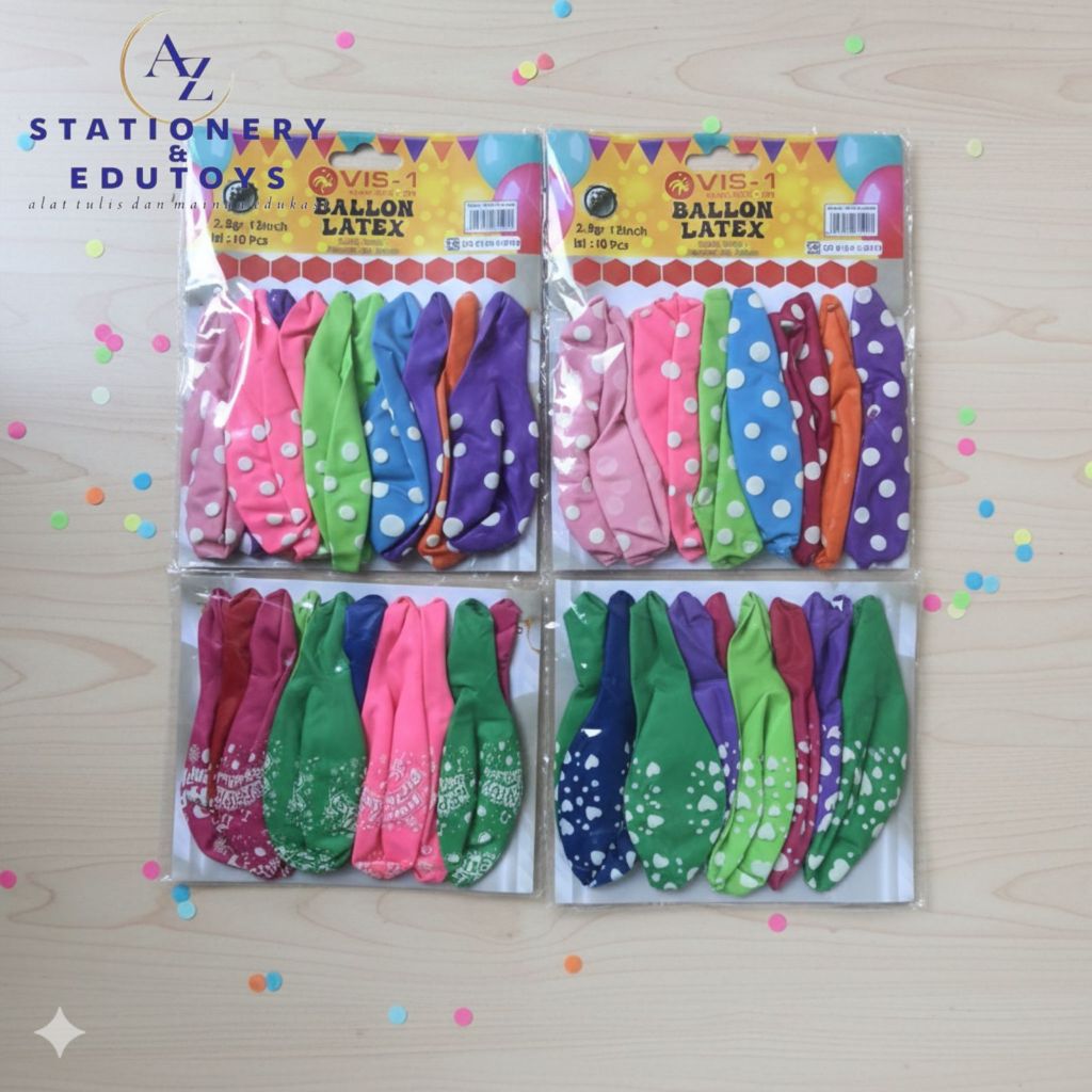 Jual (10 PCS) Balon Ulang Tahun Motif Love, Emoticon, Polkadot, HBD ...