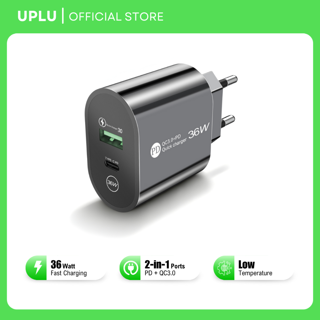 Jual UPLU 36W Kepala Charger Fast Charging PD Quick Charge QC 3.0 Dual ...