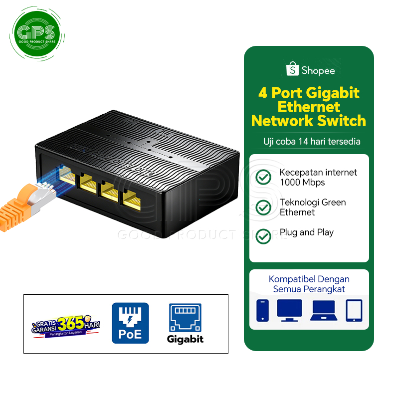Jual 1000Mbps Ethernet Network Switch/4 LAN Port Gigabit Unmanaged ...