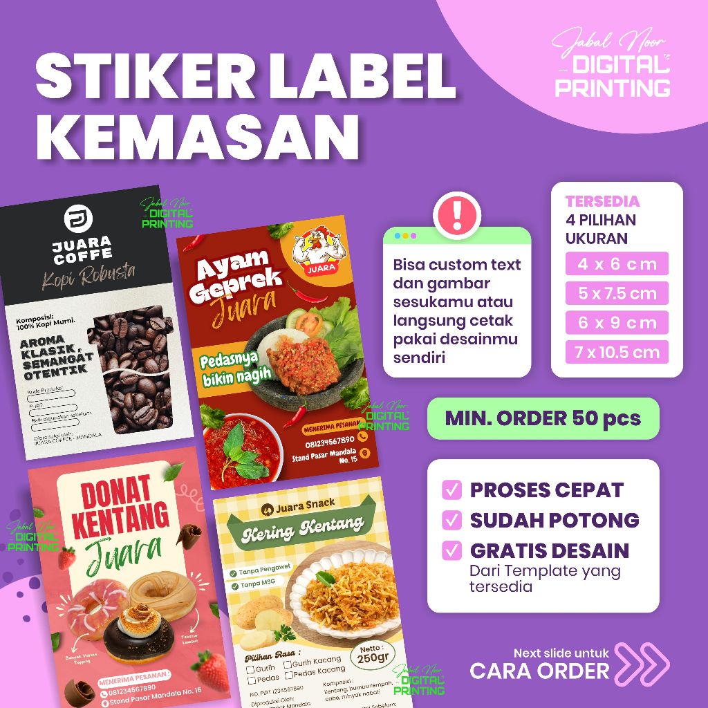 Jual Stiker Label Kemasan Makanan & Minuman / Sticker Label Snack ...