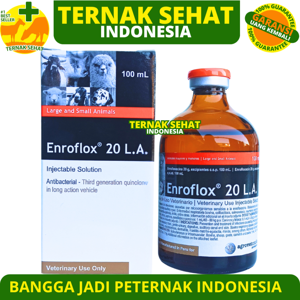 Jual ENROFLOX LA 100ML AGROVET - Obat Hewan AB Antibakteri Long Acting ...
