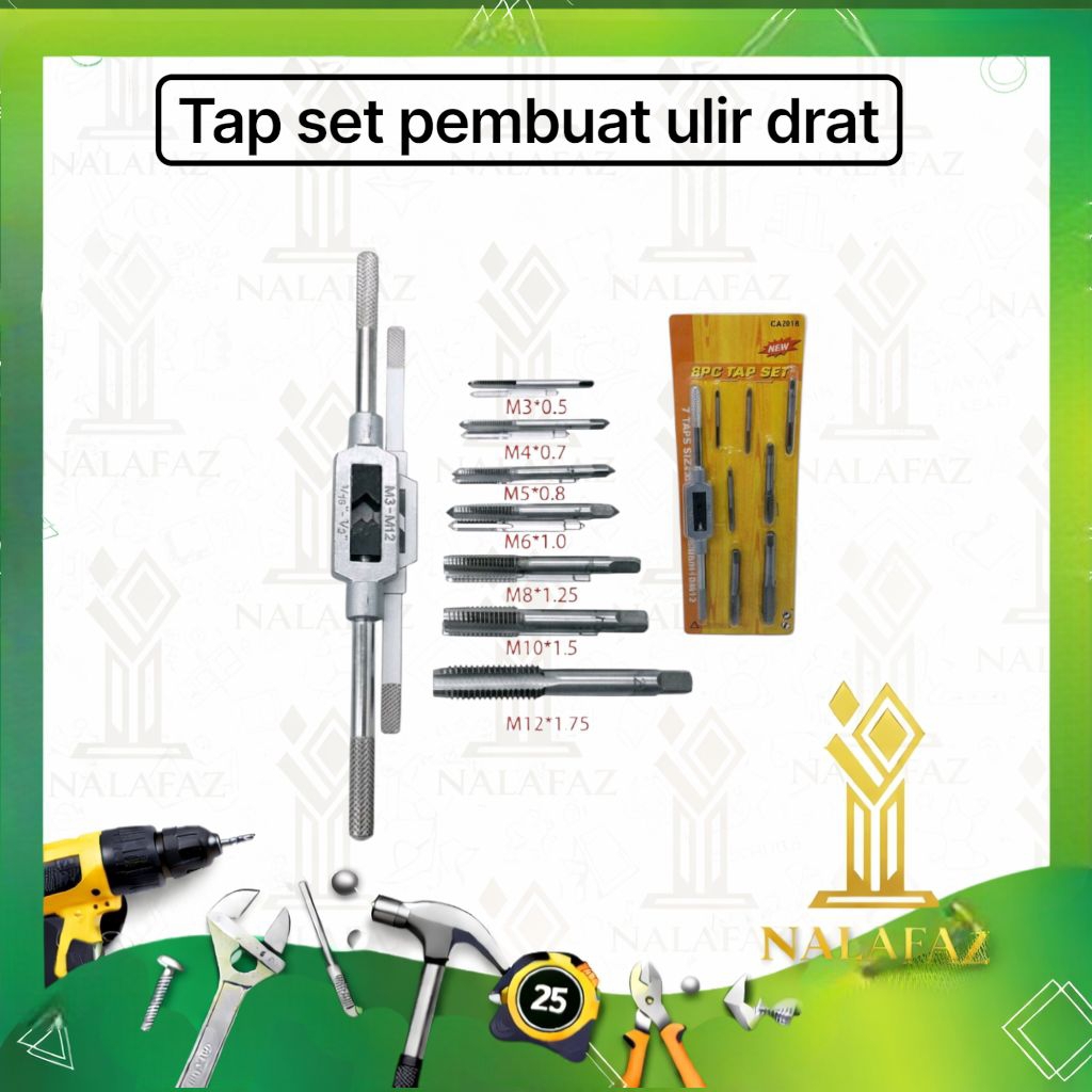 Jual Set hand tap m3-m12 8pcs/Senai drat ulir baut 8pcs | Shopee Indonesia