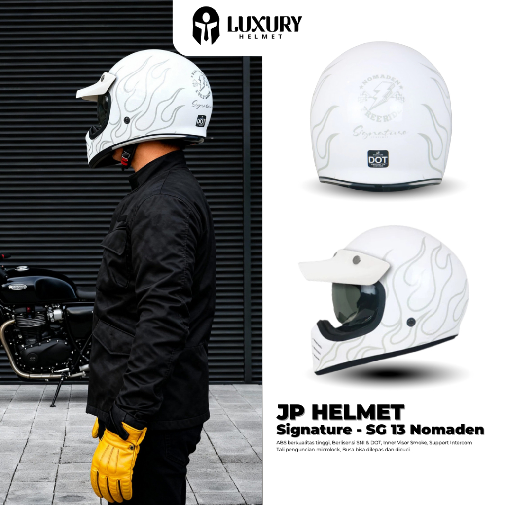 Jual Helm Cakil Fullface JP Retro Signature SG13 Nomadens | Shopee ...