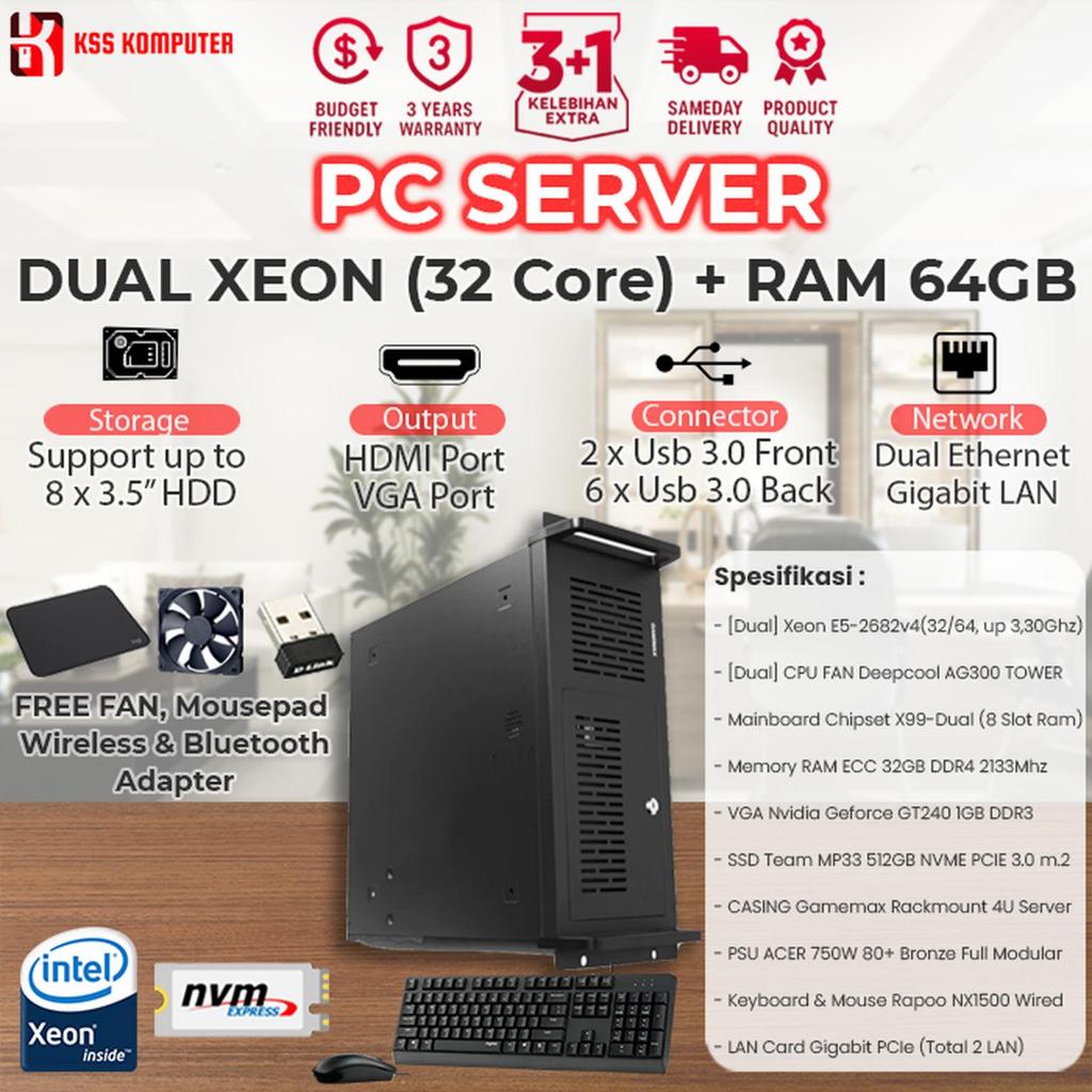 Jual PC SERVER DUAL Processor XEON E5 V4, ECC 128GB, NVME 512GB, RX ...