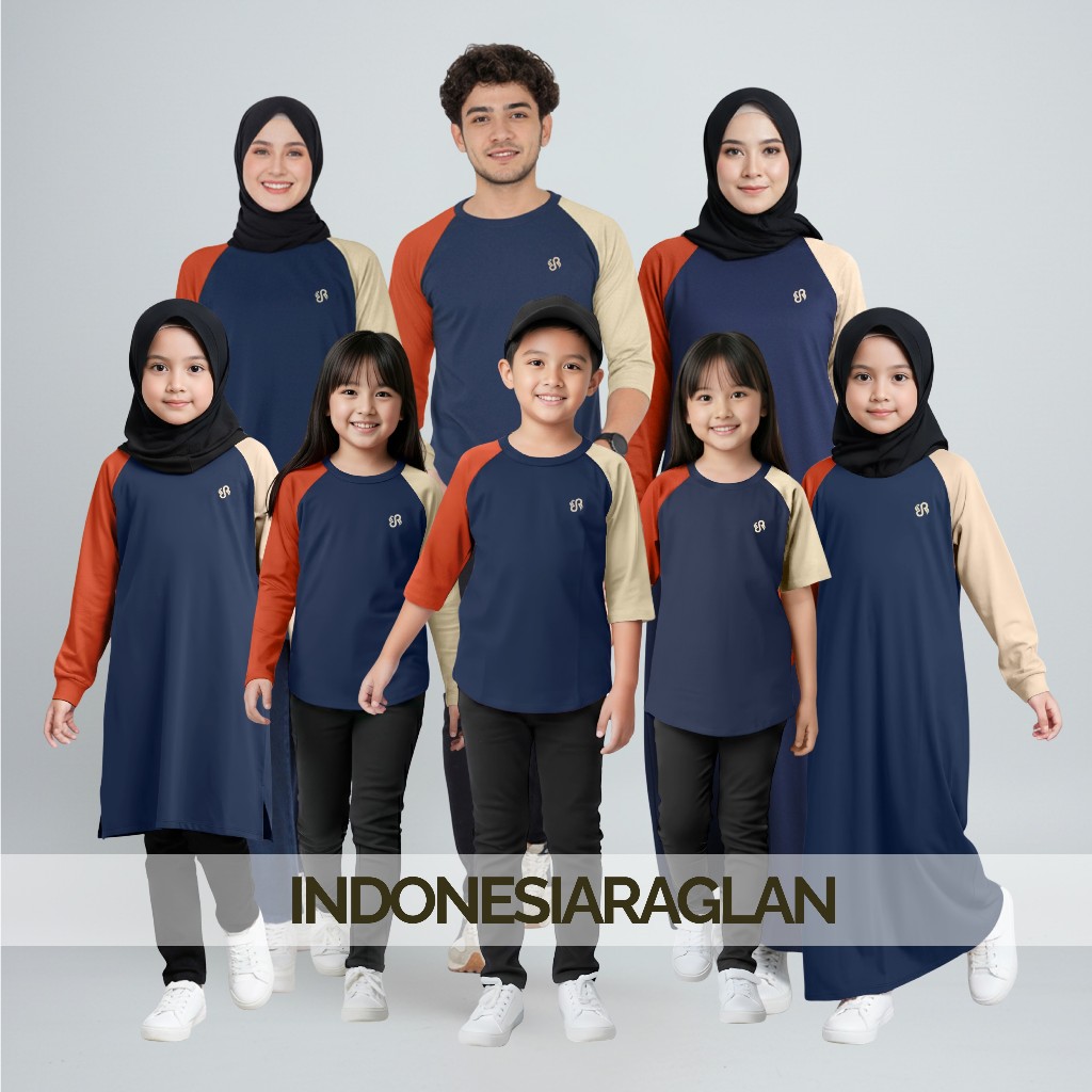 Jual Indonesia Raglan Warna New Navy 3 Colour Kaos Family Set Keluarga ...