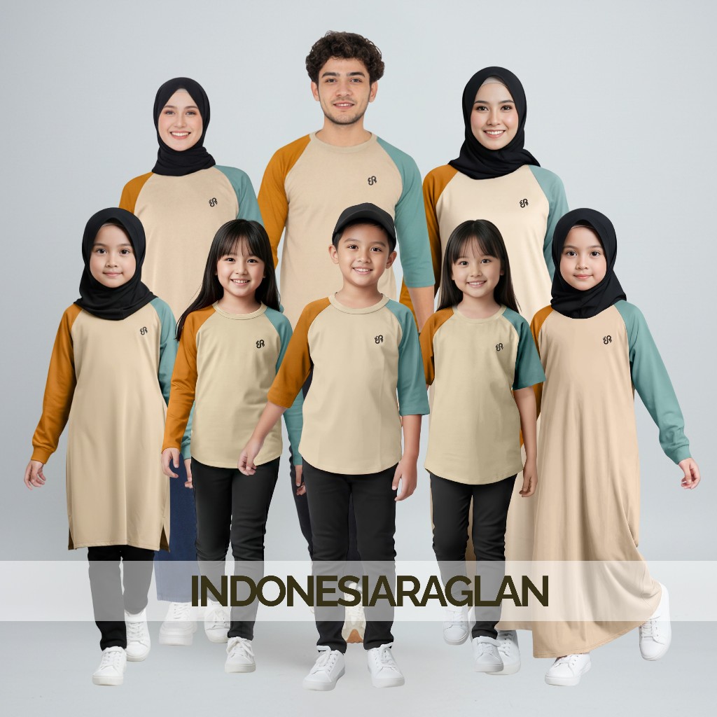 Jual Indonesia Raglan Warna New Krem 3 Colour Kaos Family Set Keluarga ...