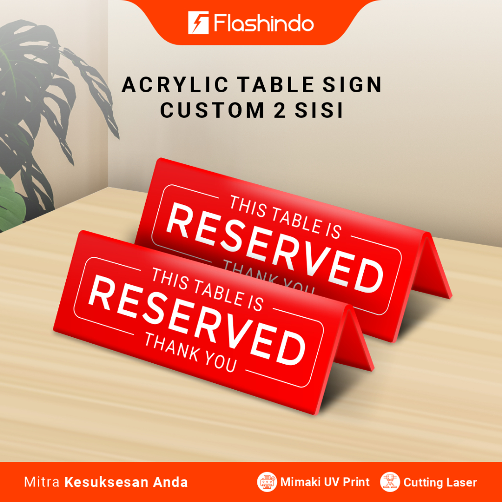 Jual Papan Nama Meja RESERVED / Reservasi || Table Sign / Akrilik Tekuk ...