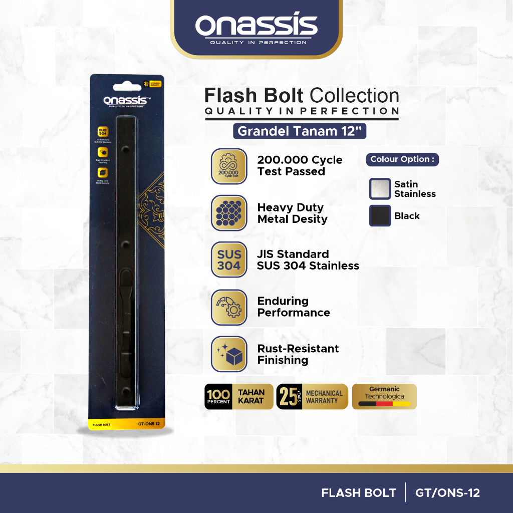 Jual Onassis Flush Bolt / Grendel Tanam Pintu Kayu 12 Inch SUS 304 Anti ...