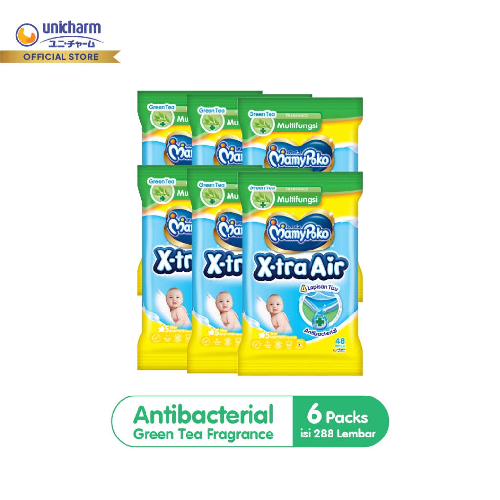 Jual Tisu Basah MamyPoko Wipes Regular Antiseptik 48 Perfume - 6 Packs ...