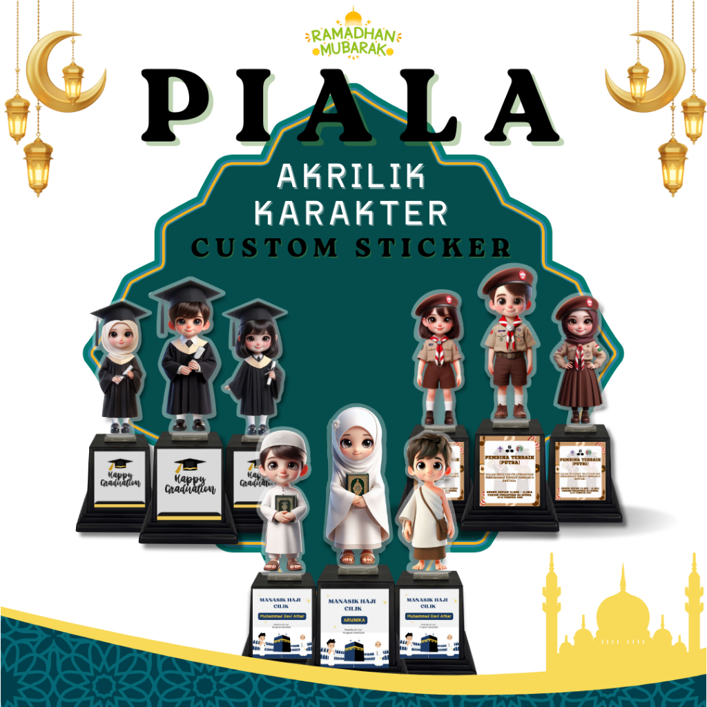 Jual Custom Sticker Tatakan Piala Akrilik Wisuda Pramuka Pesantren ...