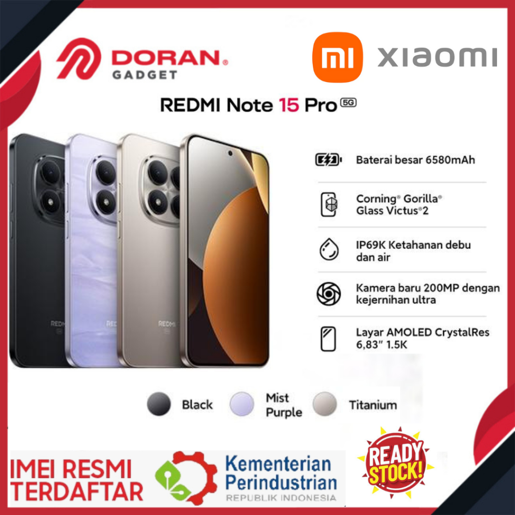 Jual Xiaomi Redmi Note 15 Pro 5G AMOLED 200MP Triple Camera 6580 mAh ...