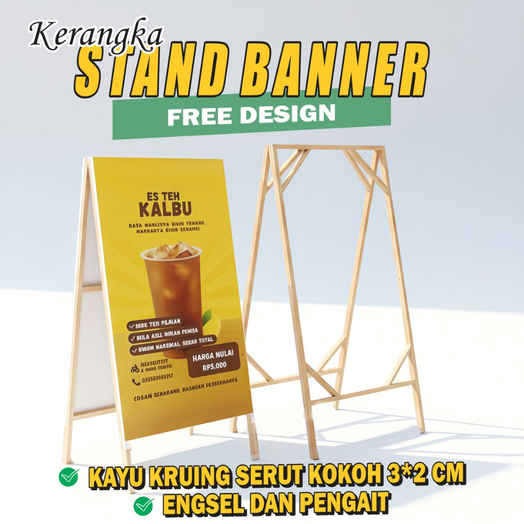 Jual Stand Banner - Standing Banner Lipat KAYU KRUING SUDAH SERUT HALUS ...