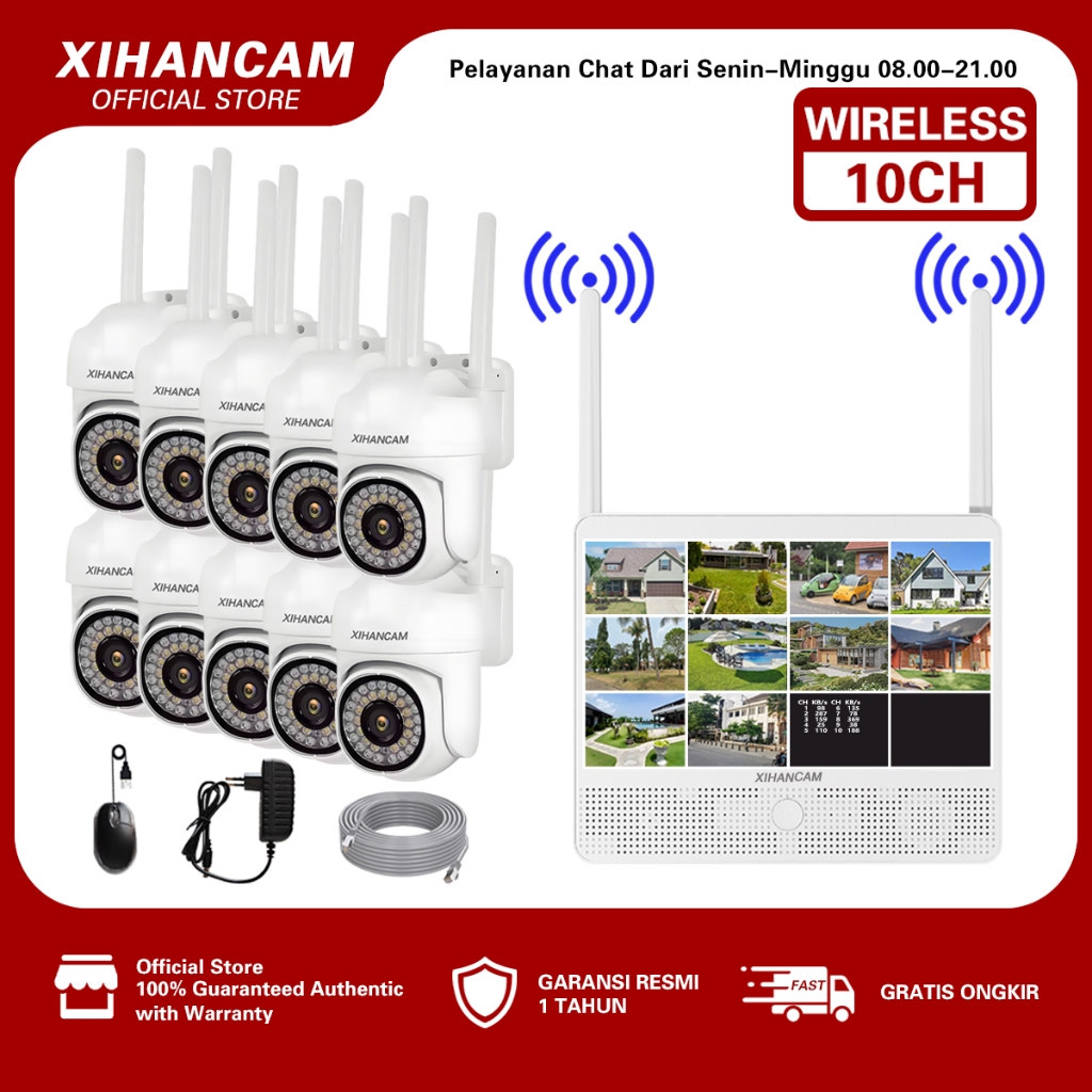 Jual XIHANCAM Paket CCTV Wifi 10 Channel 5MP Kit Kamera CCTV Wireless ...
