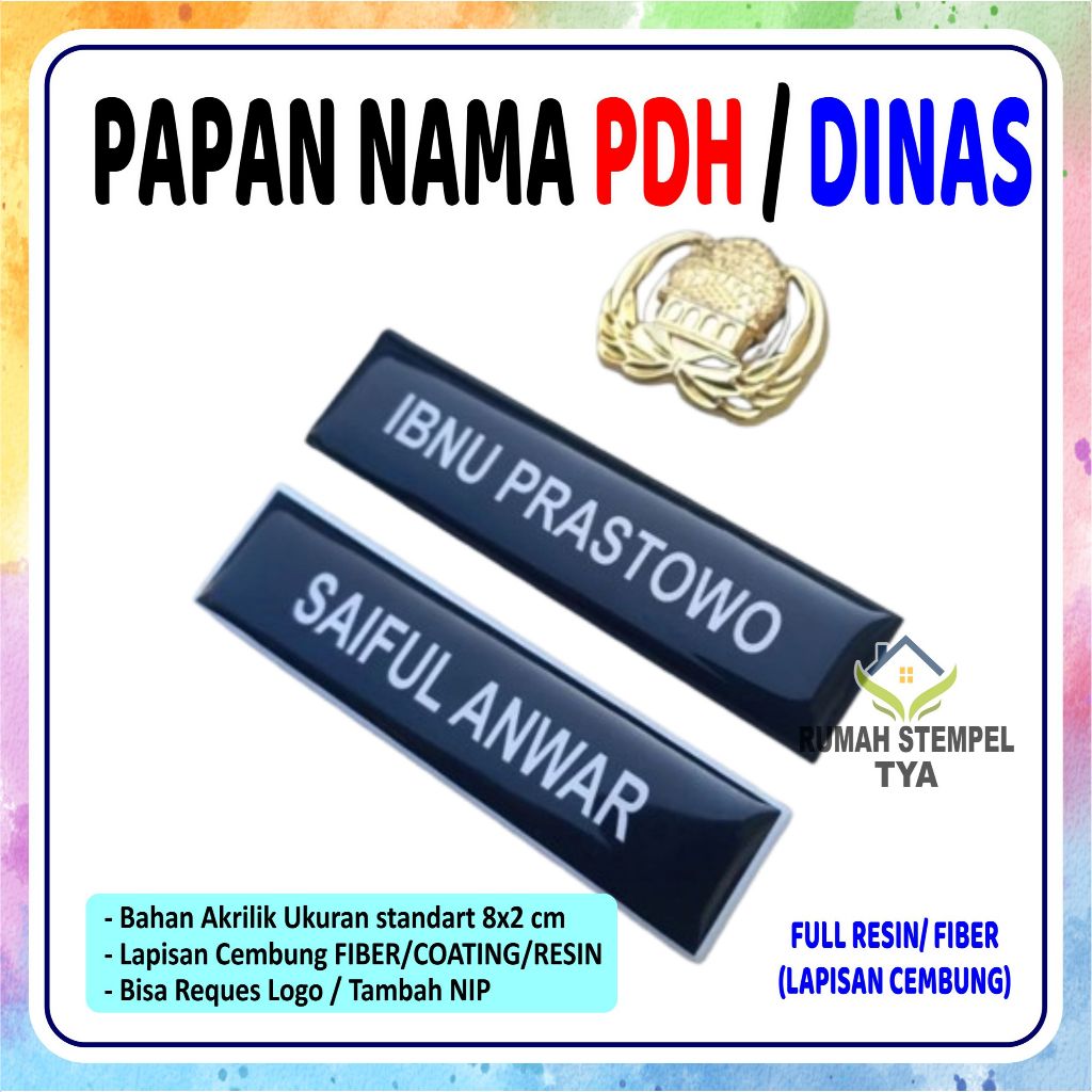 Jual Papan Nama PDH Fiber/Resin , NAMA DADA / NAMETAG PDH Bisa Pakai ...