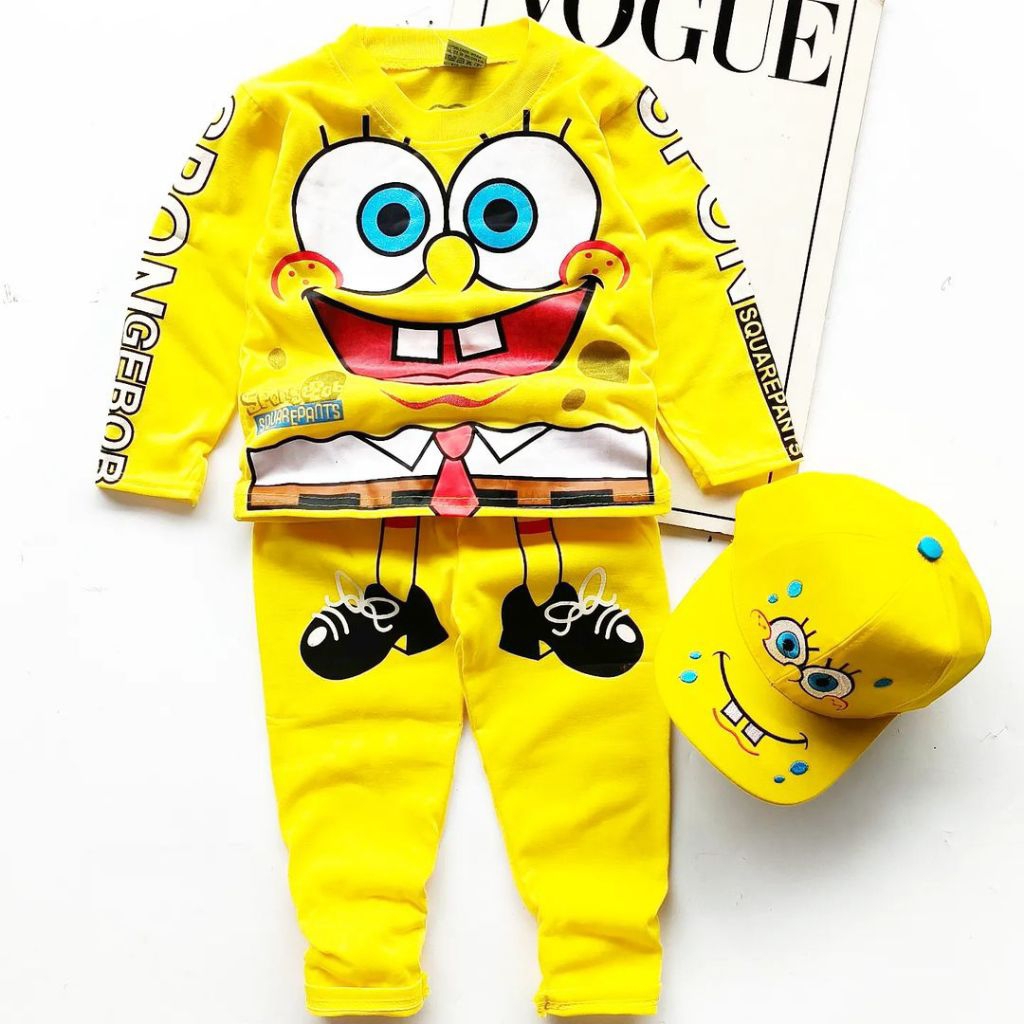 Jual BAJU SPONGEBOB ANAK LENGAN PANJANG SETELAN ANAK SPONGE BOB LUCU ...
