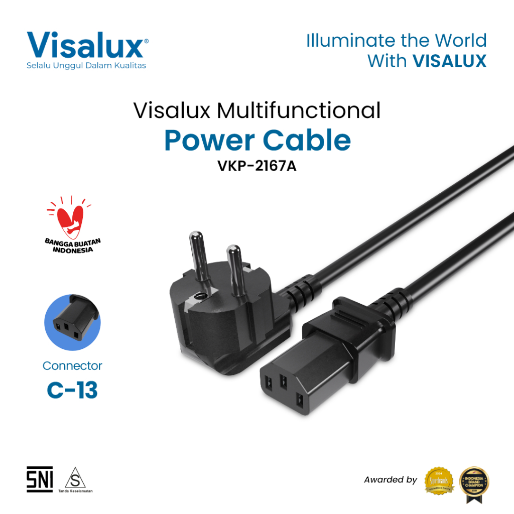 Jual Visalux Multifunctional Power Cable Connector C-13 / Kabel ...