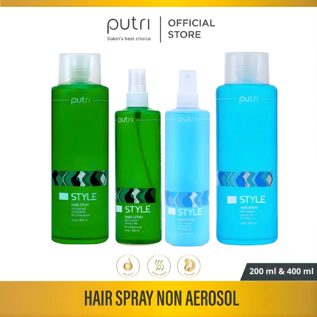 Jual PUTRI Hair Spray Non Aerosol Normal & Strong Hold 200 mL | Shopee ...
