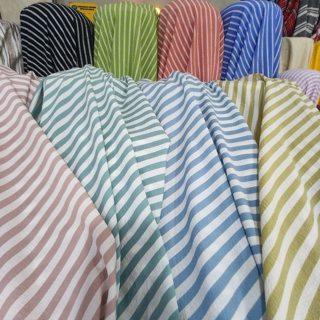 Jual Kumpulan Kain crinkle stripe/salur Bahan lembut Dan Jatoh (harga 0 ...