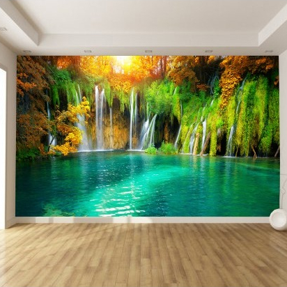Jual Wallpaper Custom Dinding 3D Pemandangan Alam Stiker Air Terjun ...