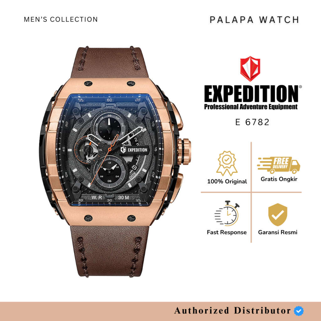 Jual Jam Tangan Pria Expedition EXP 6782 / E6782 / 6782 Leather Rubber ...