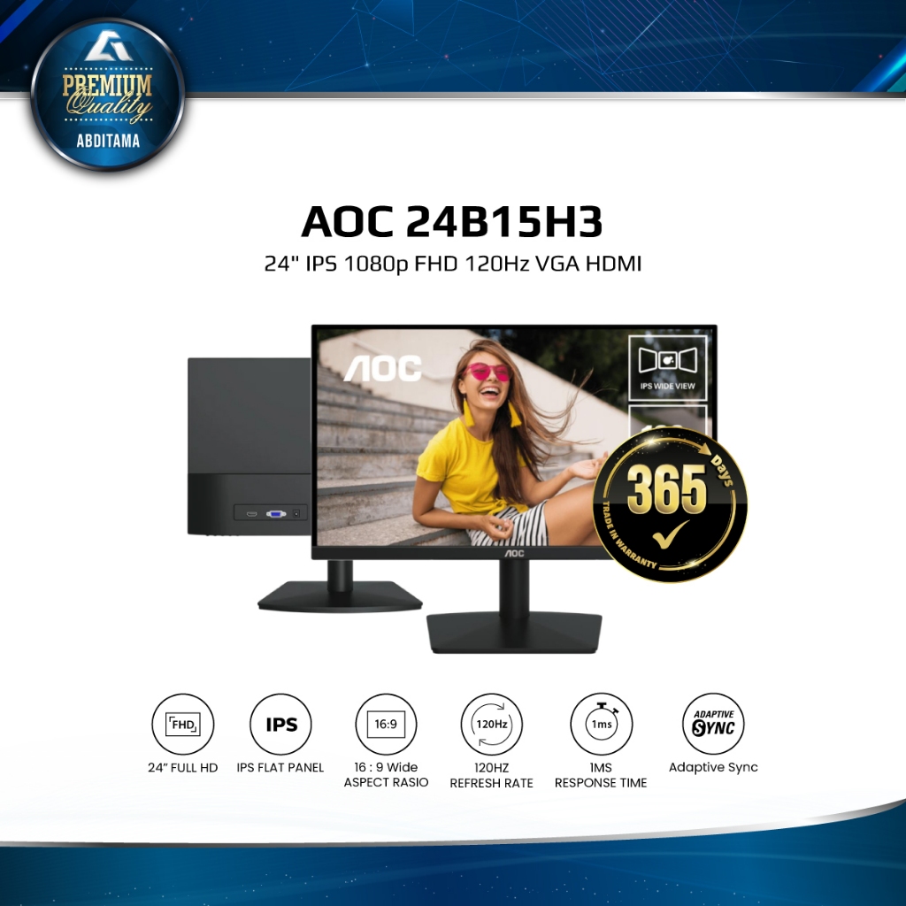 Jual AOC 24B15H3 24" IPS FHD 1080p 120Hz HDMI1.4x1 VGAx1 Adaptive Sync ...