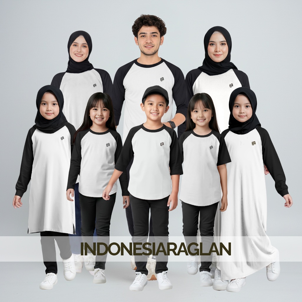Jual Indonesia Raglan Warna Putih - Hitam Kaos Family Set Keluarga ...