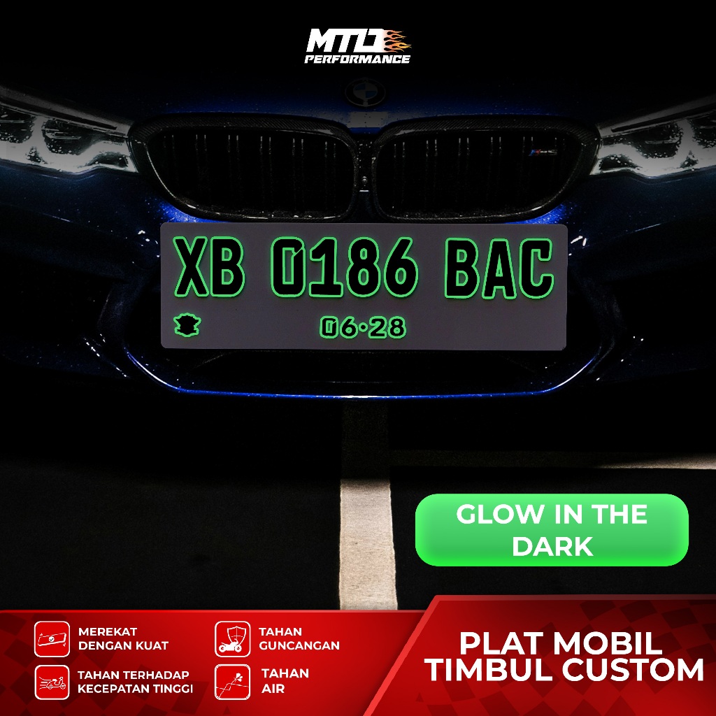 Jual Plat Mobil Timbul Custom Glow In The Dark Fosfor Nomor Mobil ...
