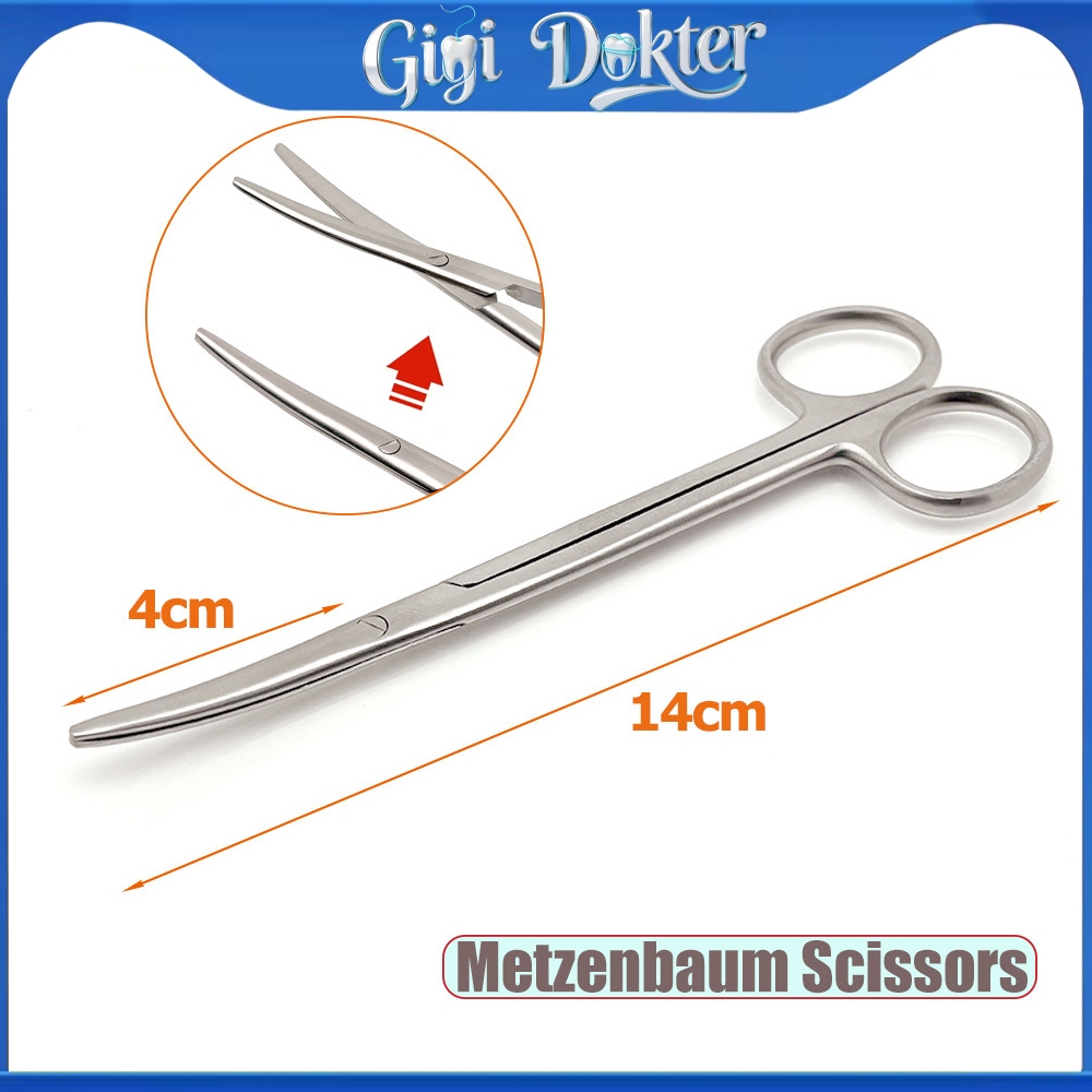 Jual Surgical Curved Metzenbaum Scissors 14 Cm TC Tissue Cutting ...