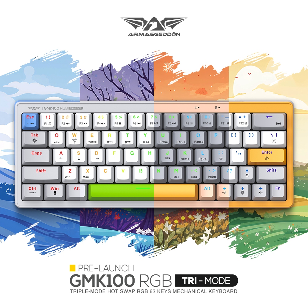 Jual Armaggeddon GMK-100 Mechanical Keyboard 3 Mode Bluetooth RGB 63 ...