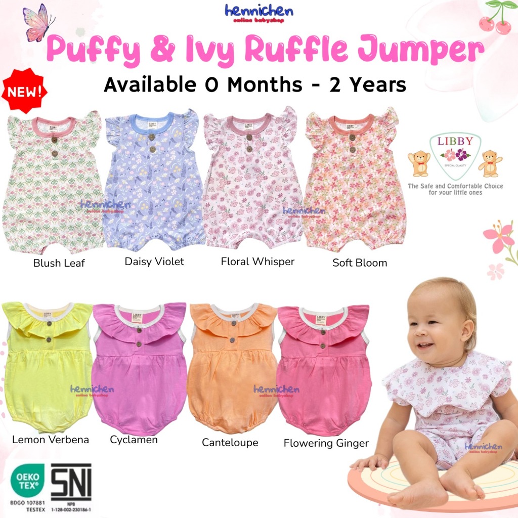 Jual Libby Ivy Romper Ruffle 0-2 Tahun Puffy Jumper Cotton Earth Color ...