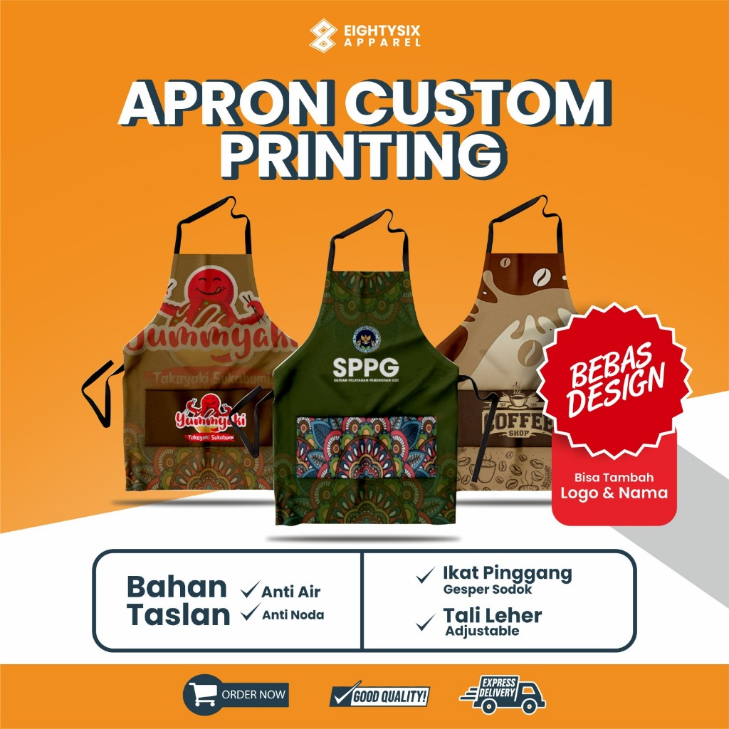Jual Apron / Celemek Custom Full Printing Taslan Tebal Premium – Anti ...