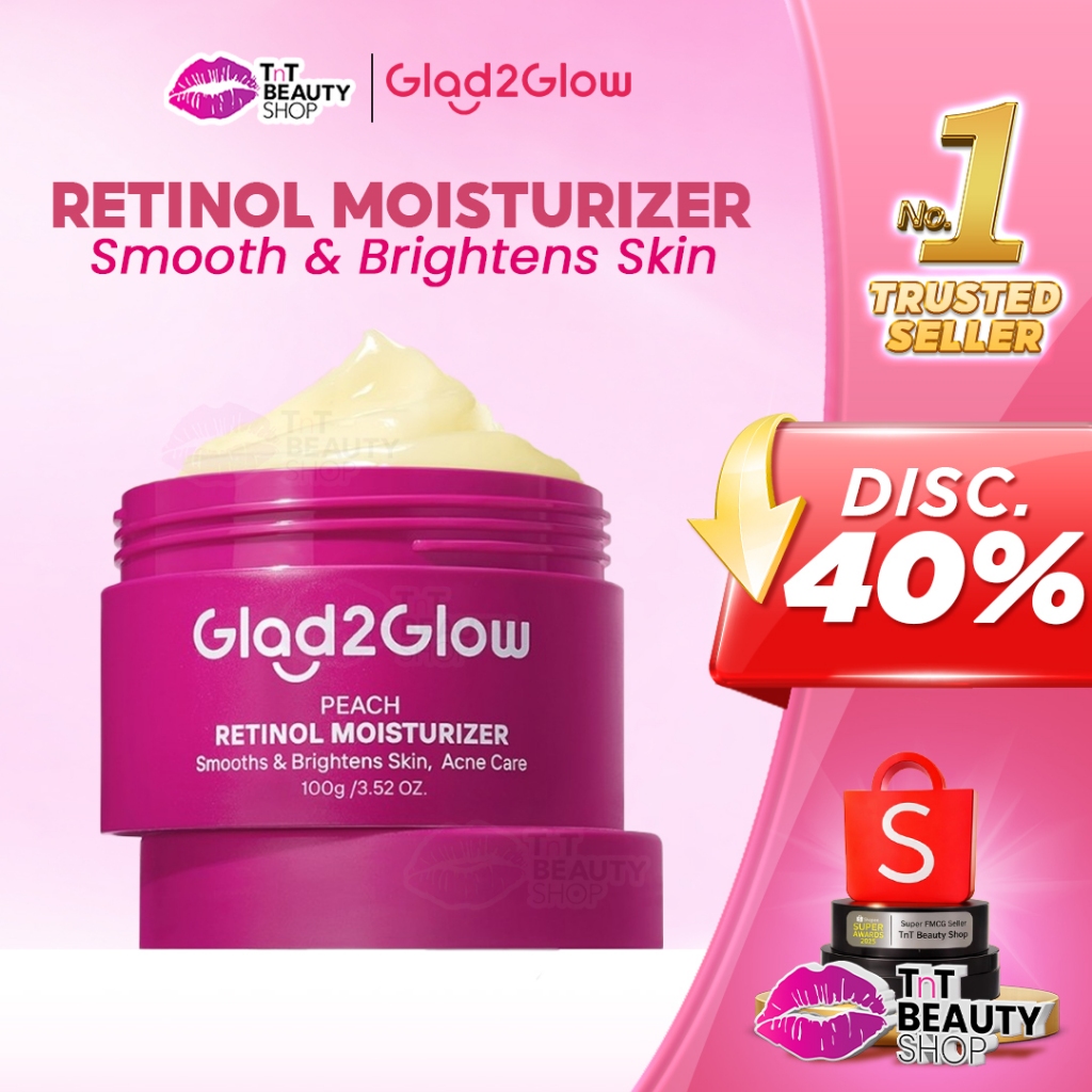 Jual Glad2Glow Peach Retinol Moisturizer with Retinol & HPR Anti Aging ...