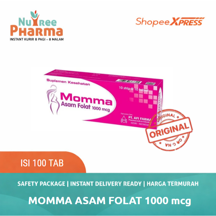 Jual Momma Asam Folat 1000 mcg AFI - 1 BOX | Suplemen Asam Folat ...