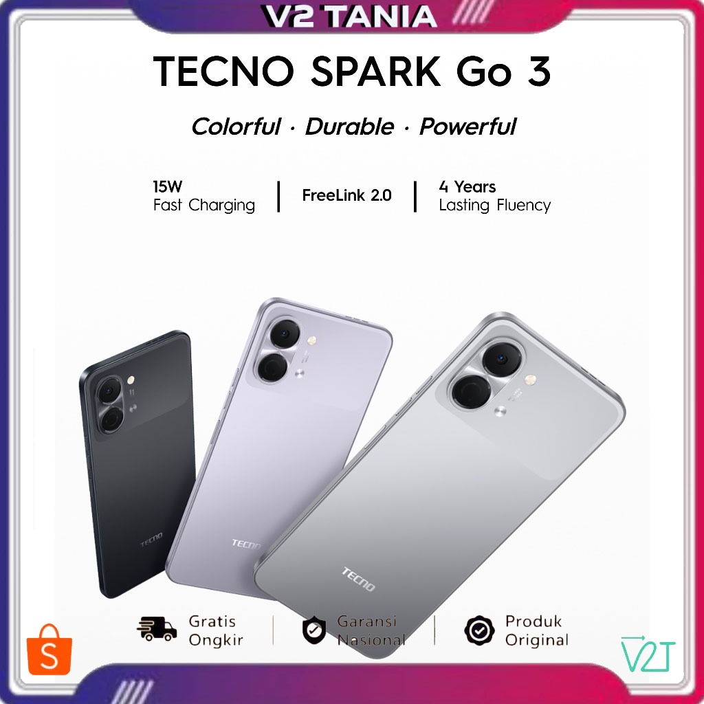 Jual Tecno Spark Go 3 [4+4/64GB] [4+4/128GB] UNISOC T7250, 13MP, IP 64 ...