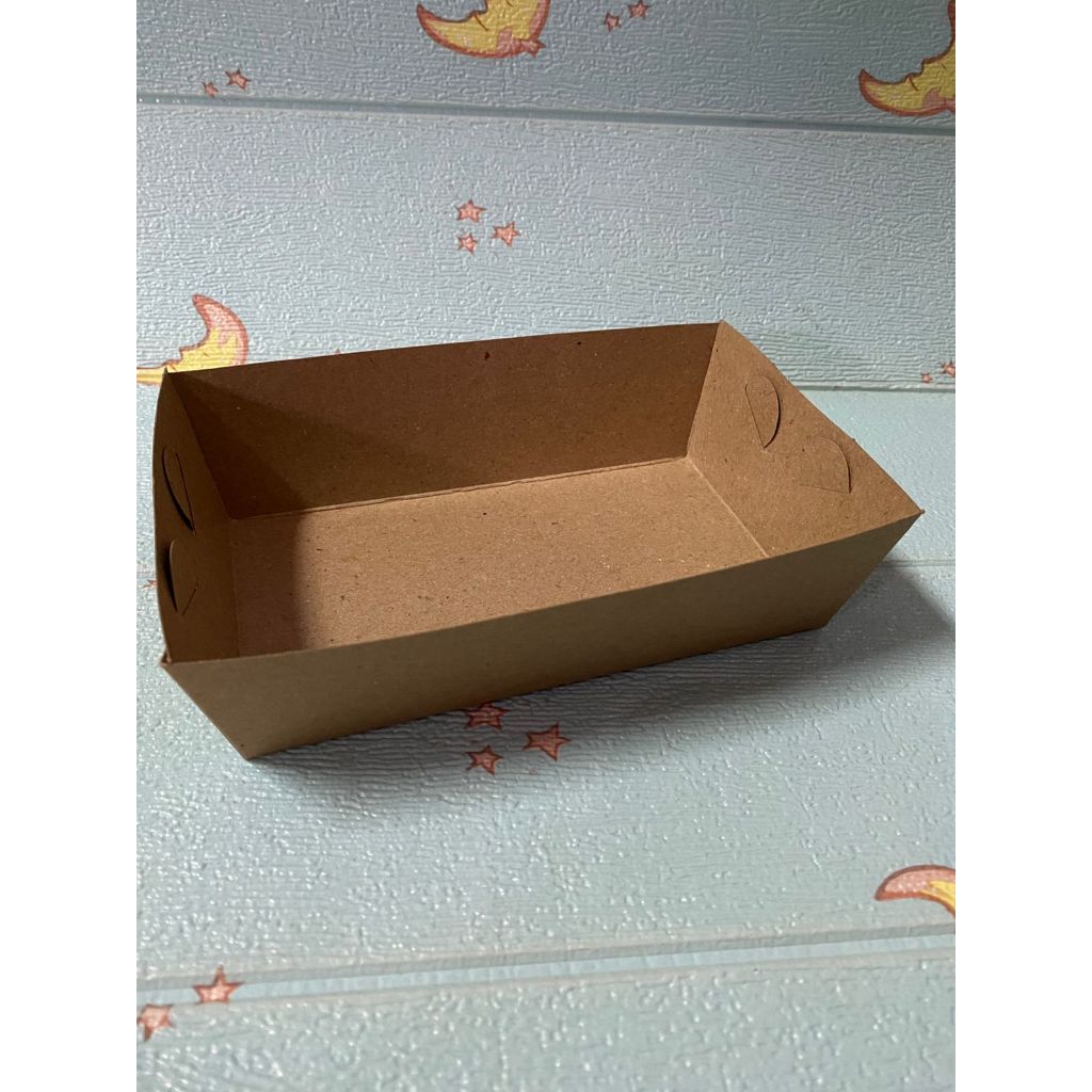 Jual Paper tray craft lipatan M 16x8.5x5 -Kotak makanan tray coklat ...