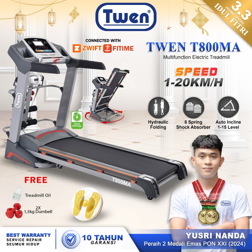 Jual TWEN T800MA Treadmill Listrik Treadmill Portable Treadmill ...