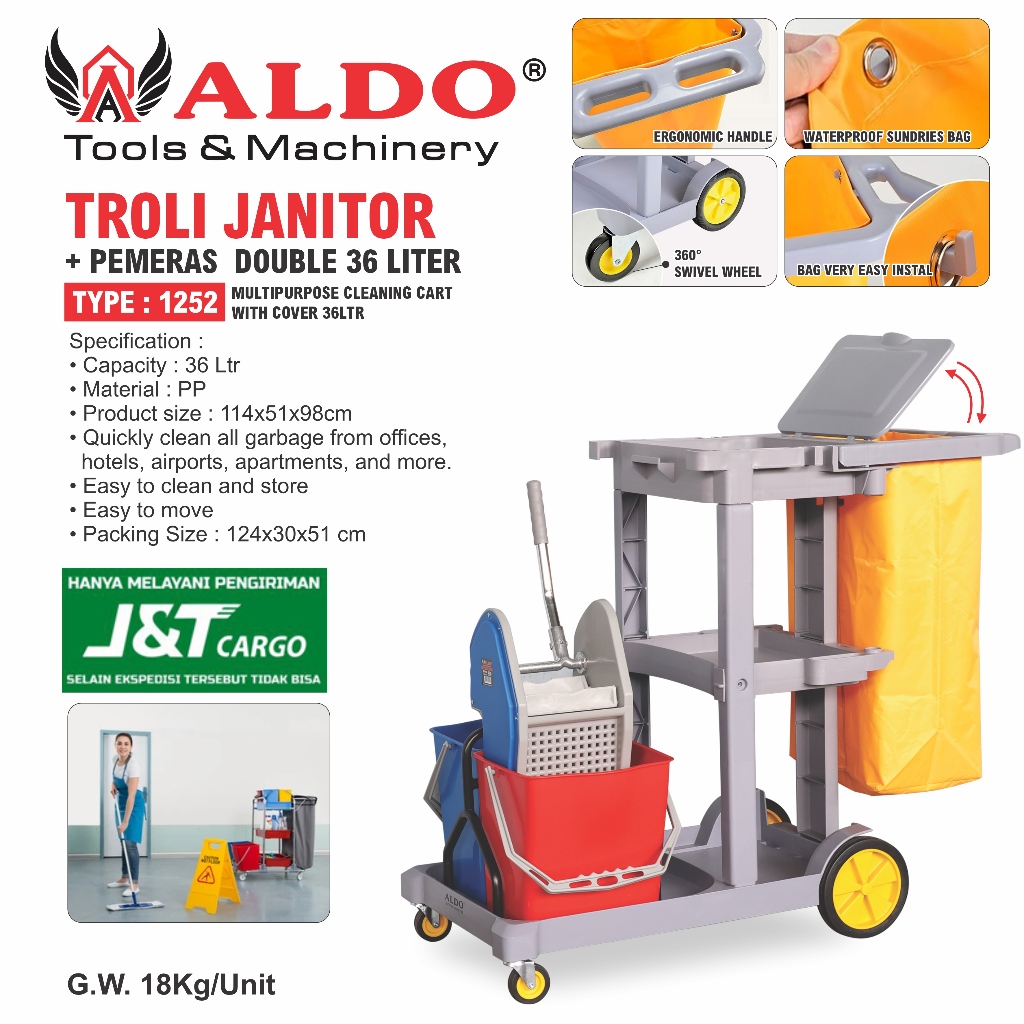 Jual TROLI JANITOR + PEMERAS DOUBLE 36LTR 1252 / MULTIPURPOSE CLEANING ...