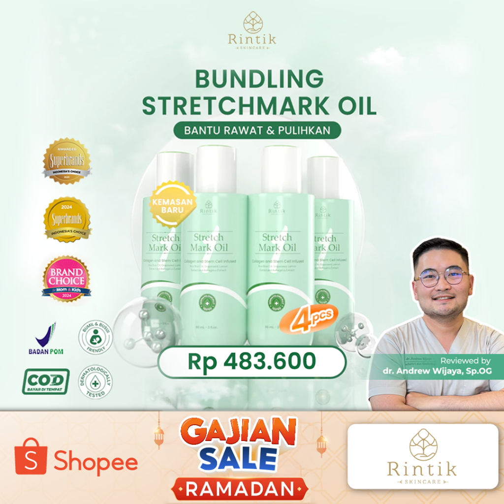 Jual Paket Bundling Rintik Skincare Stretch Mark Oil (4pcs) - Pemudar ...