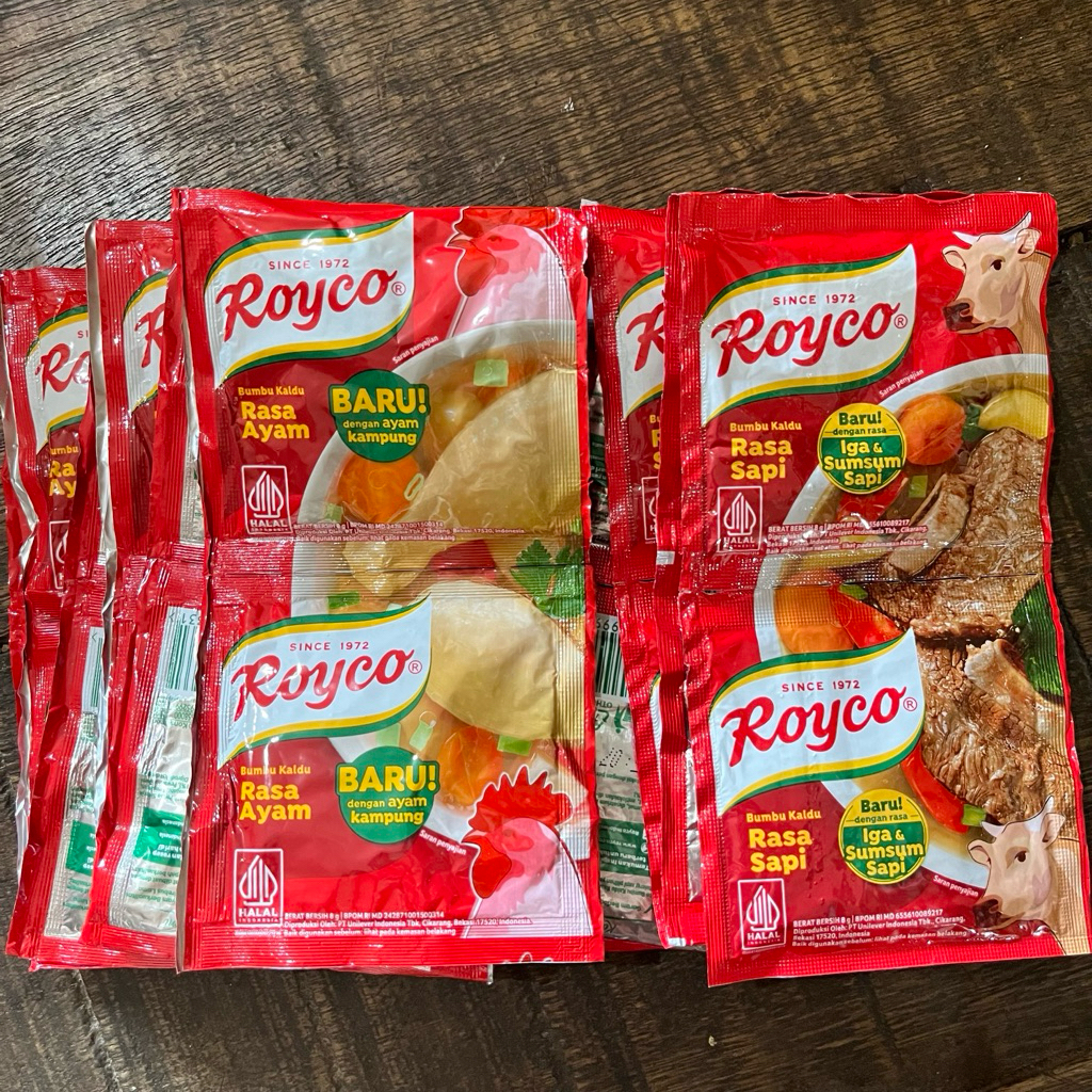 Jual royco bumbu kaldu rasa ayam dan sapi 8g 1 renteng isi 12 pcs ...