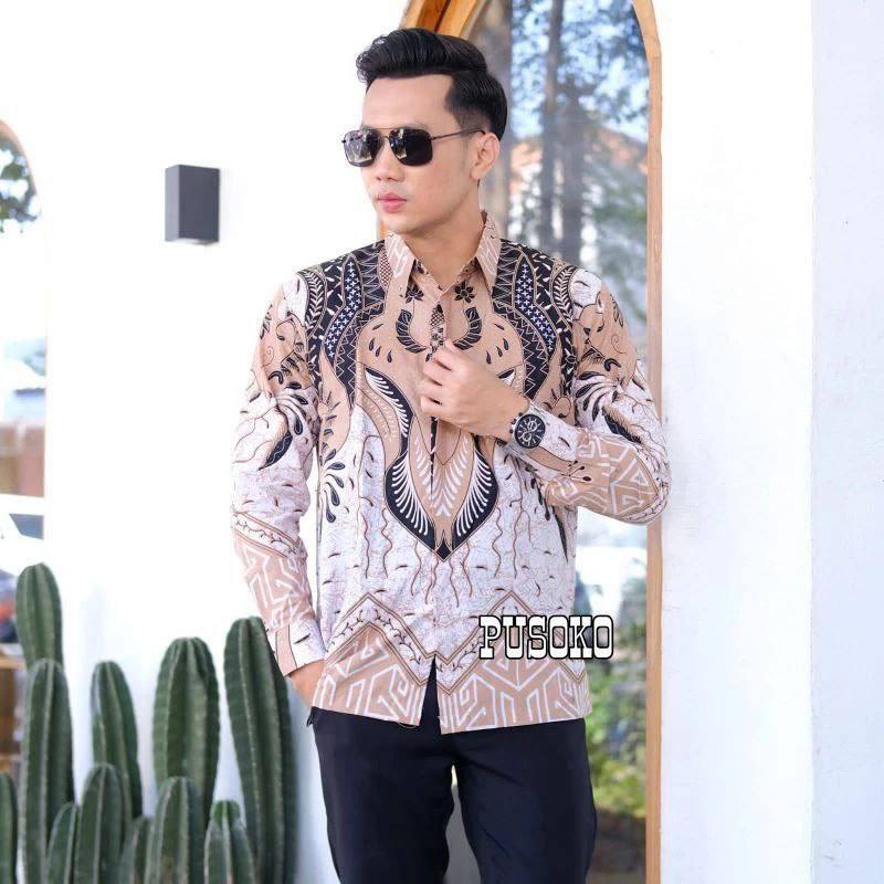 Jual Kemeja Batik Pria Lengan Panjang Pola Simetris Motif Terbaru Slim ...