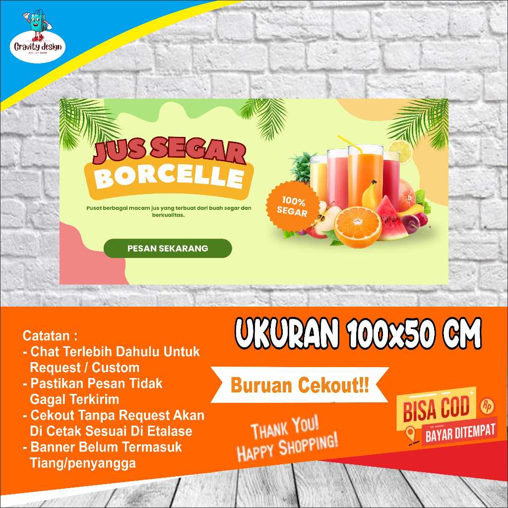 Jual CETAK SPANDUK JUS BUAH SEGAR FREE DESAINT UKURAN DAN TULISAN ...