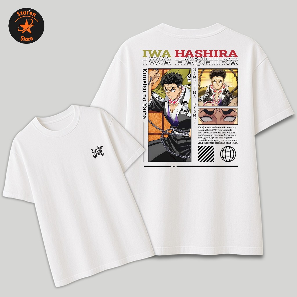 Jual Baju Kaos Anime Kimetsu no Yaiba Himejima Gyomei Rock Hashira ...