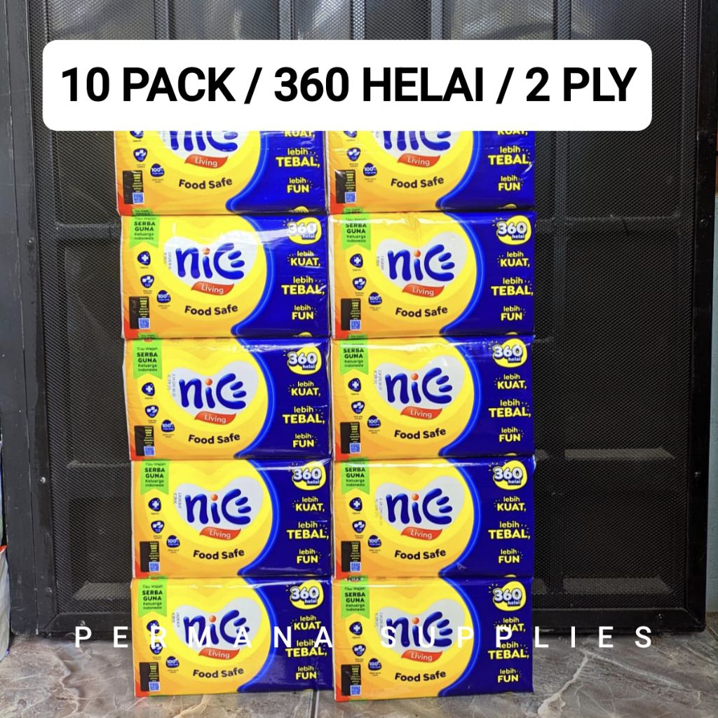 Jual (PAKET 10 PACK) TISSUE NICE FACIAL 360 HELAI 180 Sheet 2 Ply Tisu ...